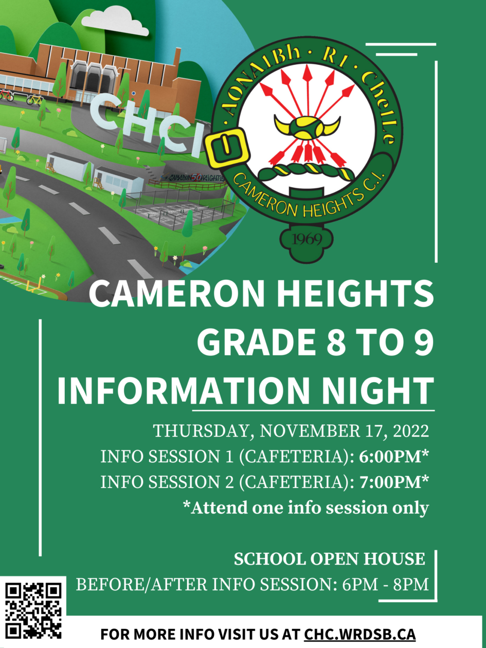 Grade 8 to 9 Information Night (Cameron Heights Collegiate Institute)